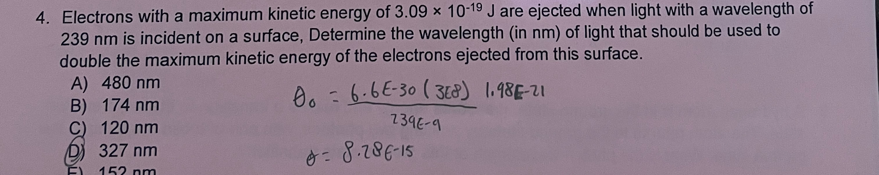 Solved Electrons with a maximum kinetic energy of | Chegg.com
