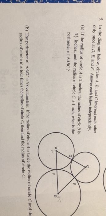 Solved 5. In the diagram below, circles A, B, and C | Chegg.com