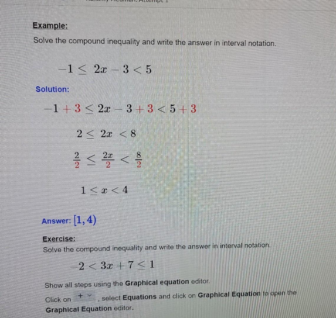 Solved Example: Solve the compound inequality and write the | Chegg.com