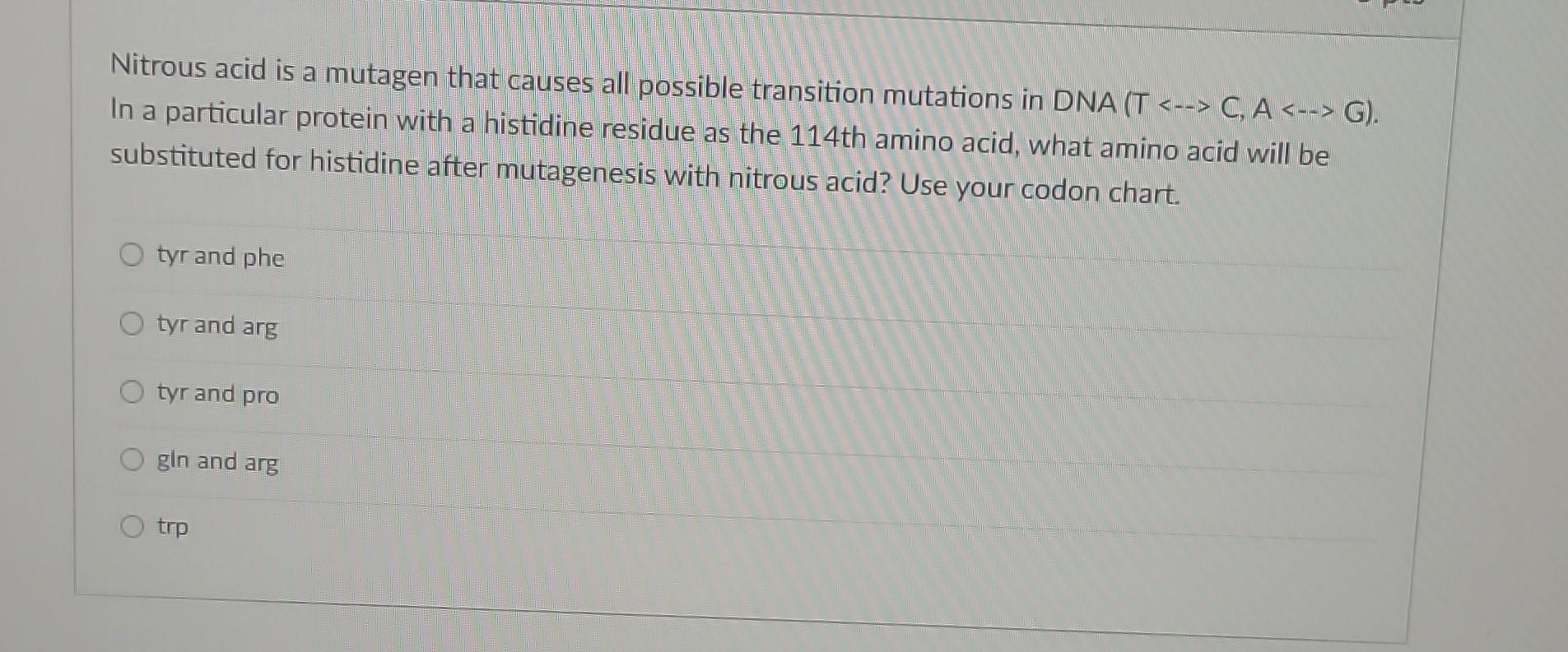 Solved Nitrous acid is a mutagen that causes all possible | Chegg.com