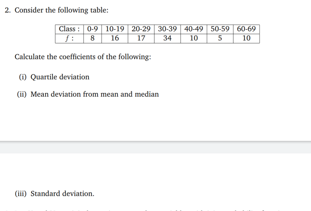 Solved Consider the following table: Calculate the | Chegg.com
