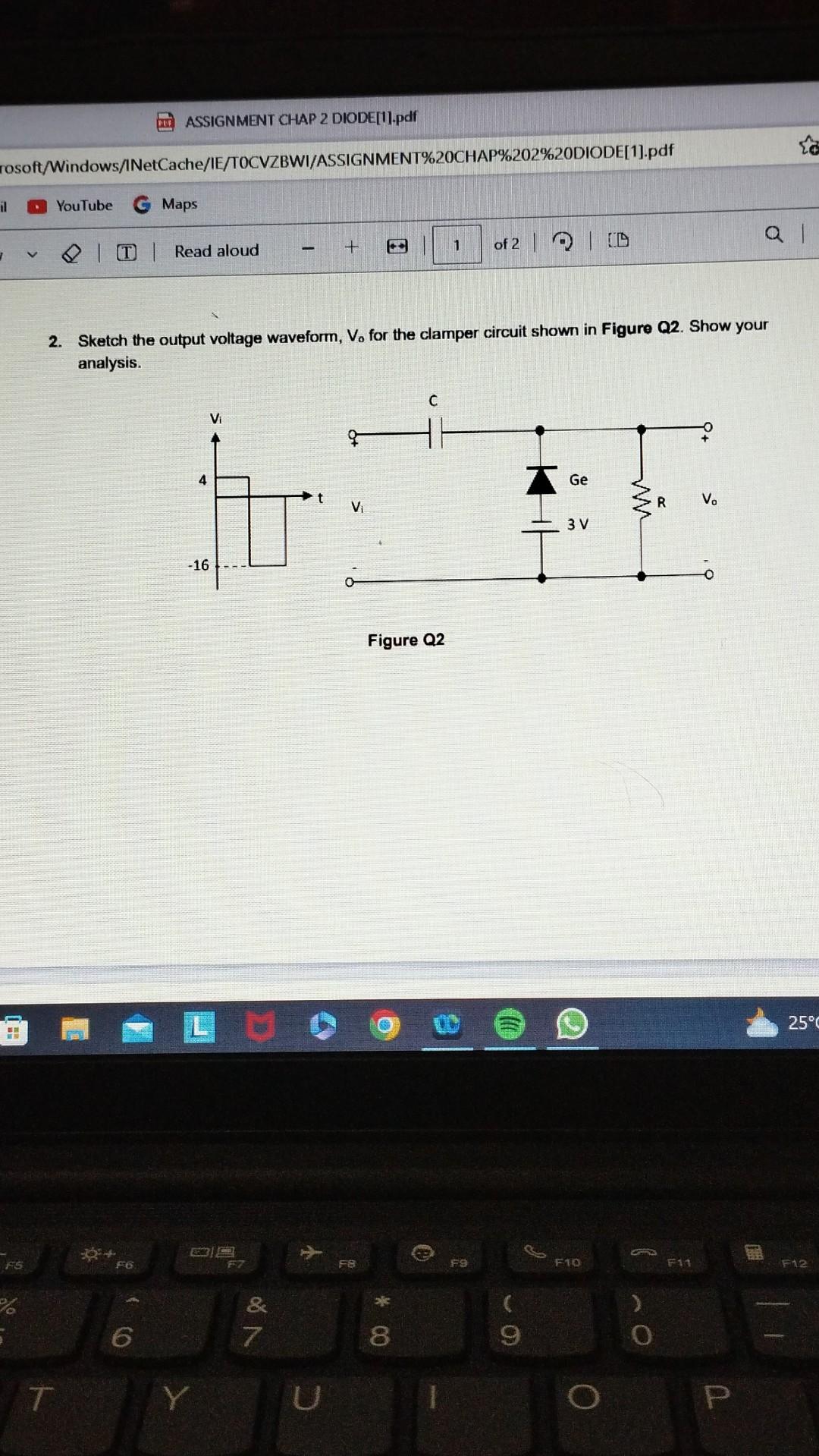 Solved 2. Sketch the output voltage waveform, V0 for the | Chegg.com