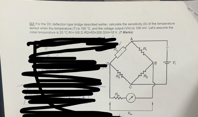 Solved Q2: For the DC deflection type bridge described | Chegg.com