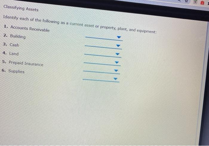 Solved D Classifying Assets Identify each of the following | Chegg.com
