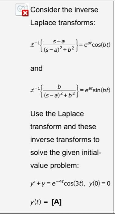 Solved Consider the inverse Laplace transforms: | Chegg.com