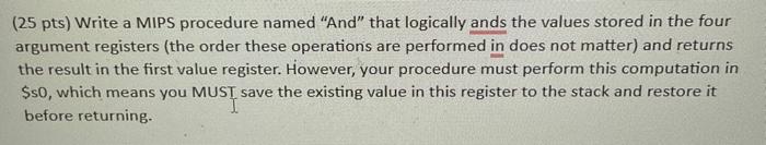 Solved (15 pts) Write a MIPS procedure named "Sum" that sums | Chegg.com