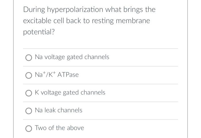 Solved During hyperpolarization what brings the excitable | Chegg.com