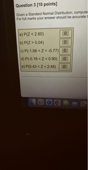 Solved Given a Standard Normal Distribution, compute For | Chegg.com