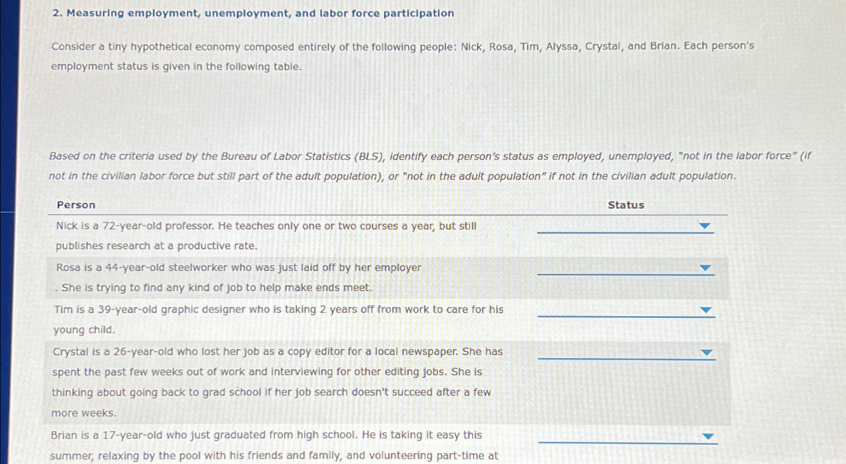 Solved Measuring employment, unemployment, and labor force | Chegg.com