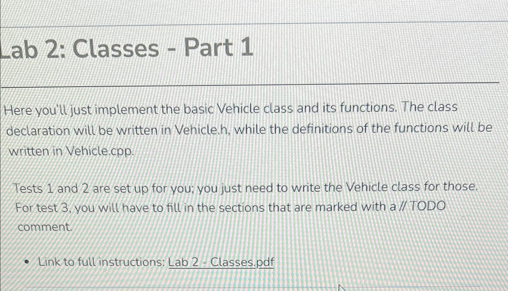 Solved ab 2: Classes - ﻿Part 1Here you'llustimplement the | Chegg.com