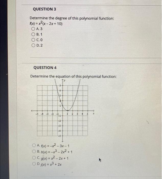 Solved Determine the degree of this polynomial function: | Chegg.com