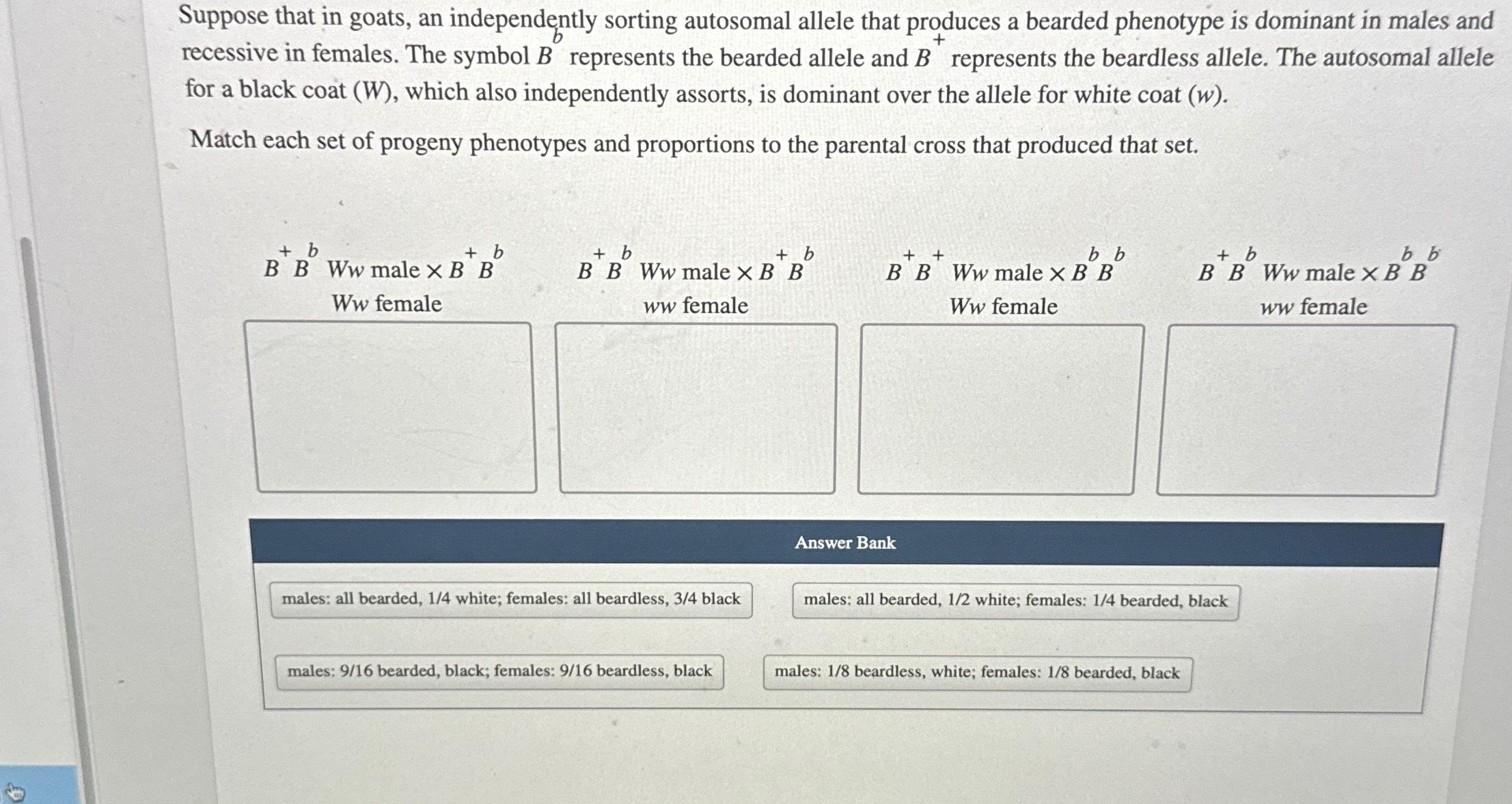Solved Suppose that in goats, an independently sorting | Chegg.com