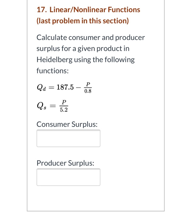 Solved 17. Linear/Nonlinear Functions (last problem in this | Chegg.com