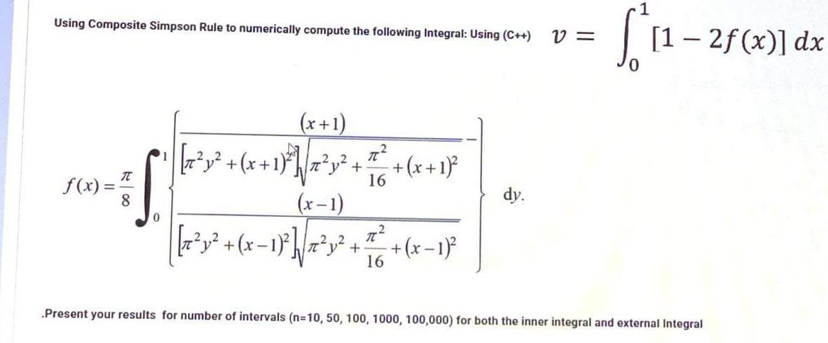 Using Composite Simpson Rule to ﻿numerically compute | Chegg.com
