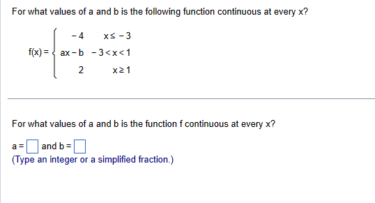 Solved For what value of a is the following function | Chegg.com