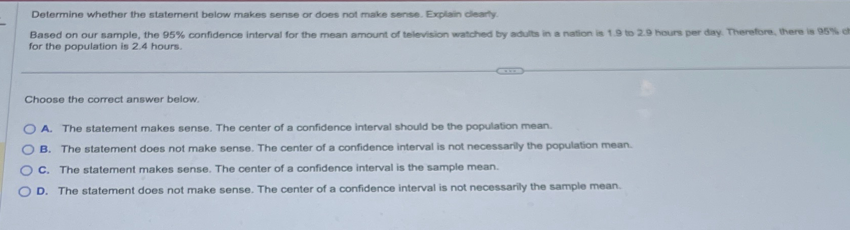 Solved Determine whether the statement below makes sense or | Chegg.com
