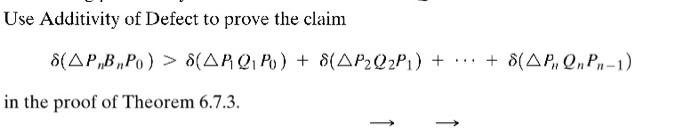 Solved Use Additivity of Defect to prove the claim | Chegg.com