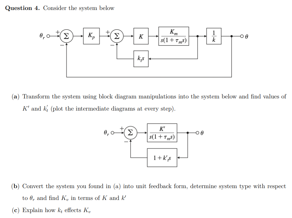 Question 4. ﻿Consider the system below(a) ﻿Transform | Chegg.com