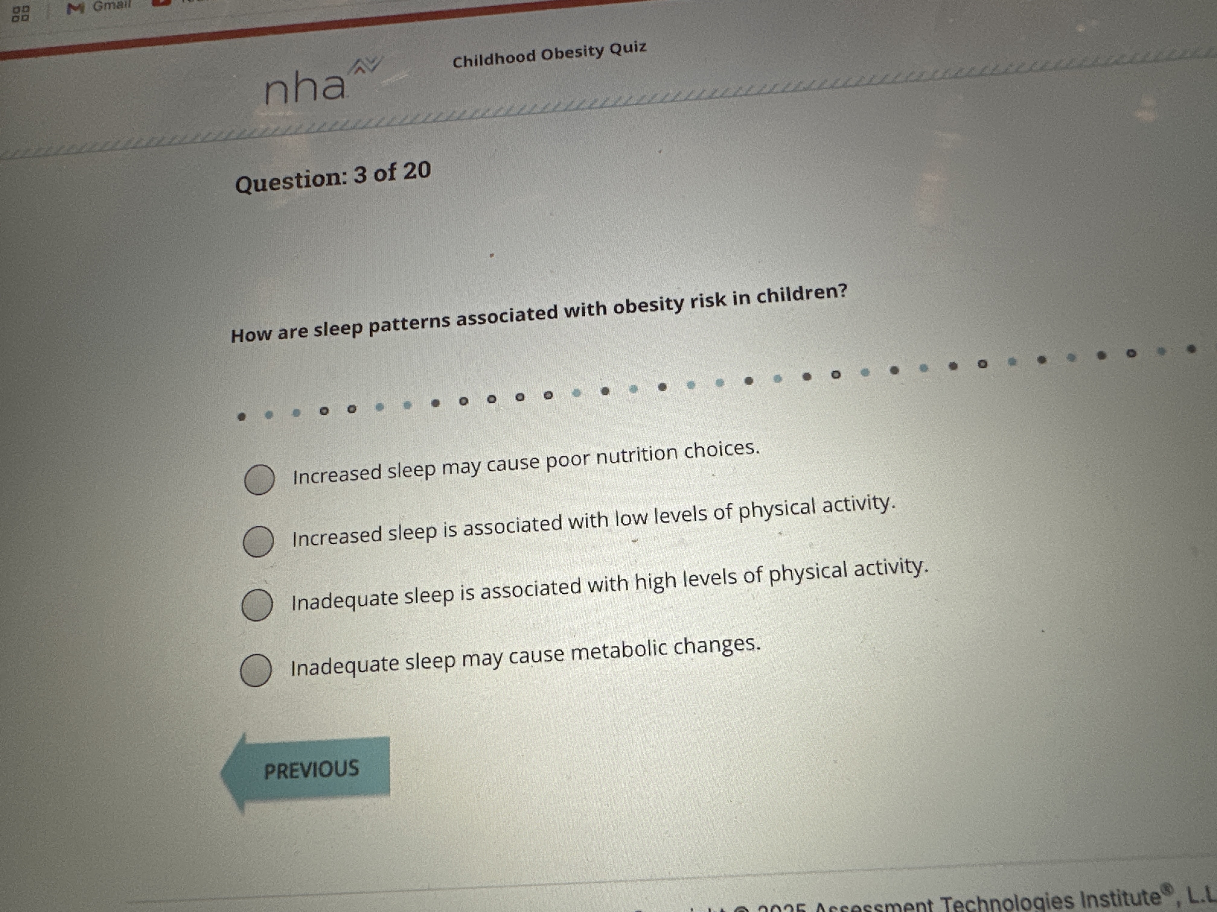 Solved Question: 3 ﻿of 20How are sleep patterns associated | Chegg.com