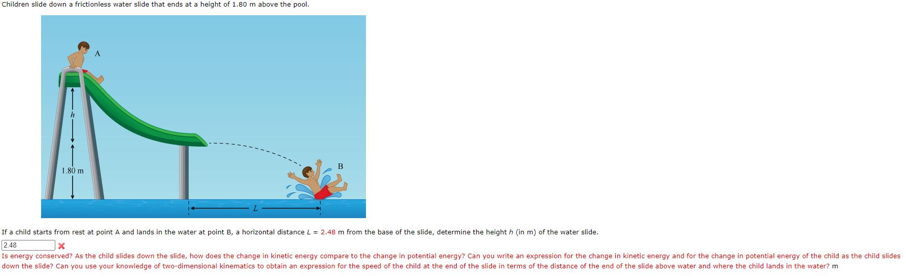 Solved Children slide down a frictionless water slide that | Chegg.com
