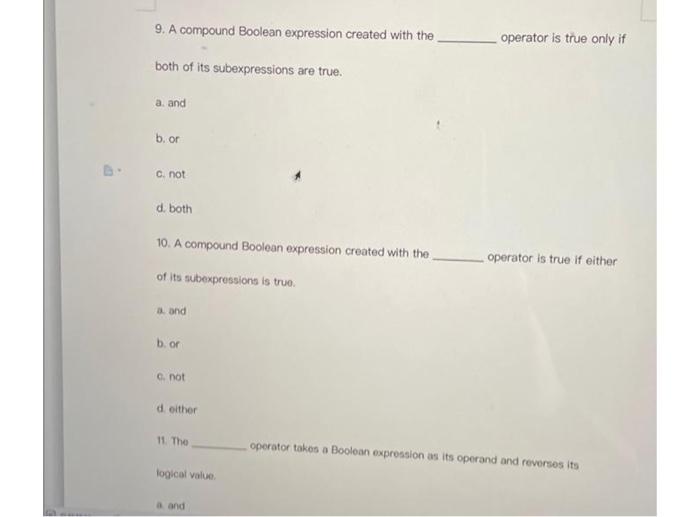 Solved 9 A Compound Boolean Expression Created With The