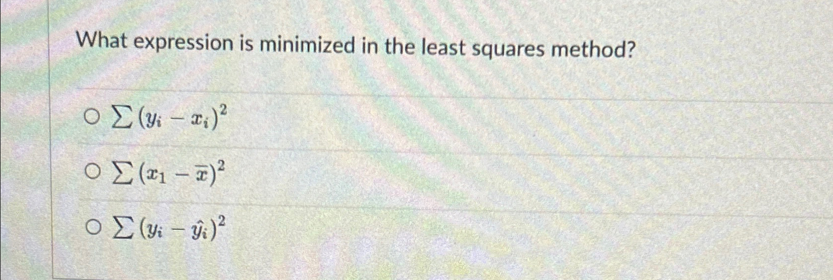 Solved What expression is minimized in the least squares | Chegg.com