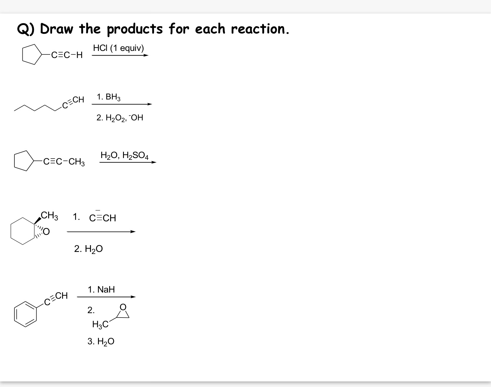 Solved Draw the products for each reaction | Chegg.com