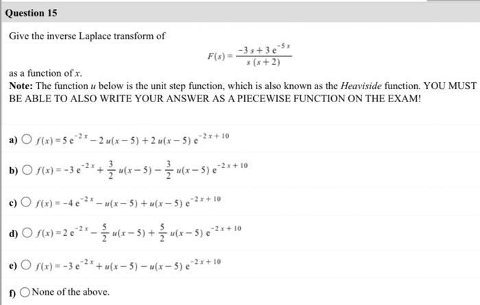 Solved Give the inverse Laplace transform of | Chegg.com