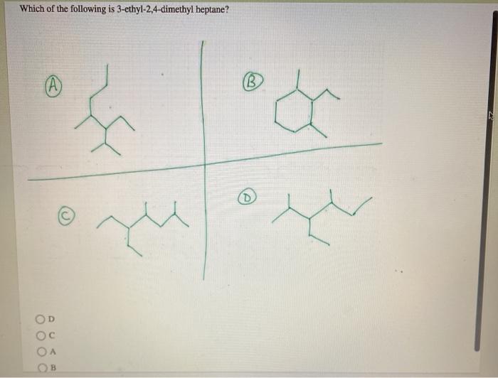 Solved Which of the following is 3-ethyl-2,4-dimethyl | Chegg.com