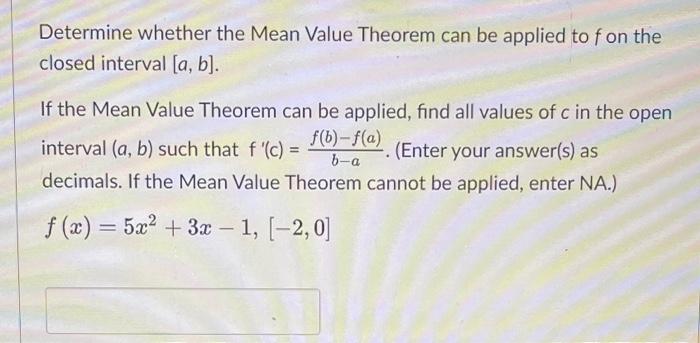 Solved Determine whether the Mean Value Theorem can be | Chegg.com