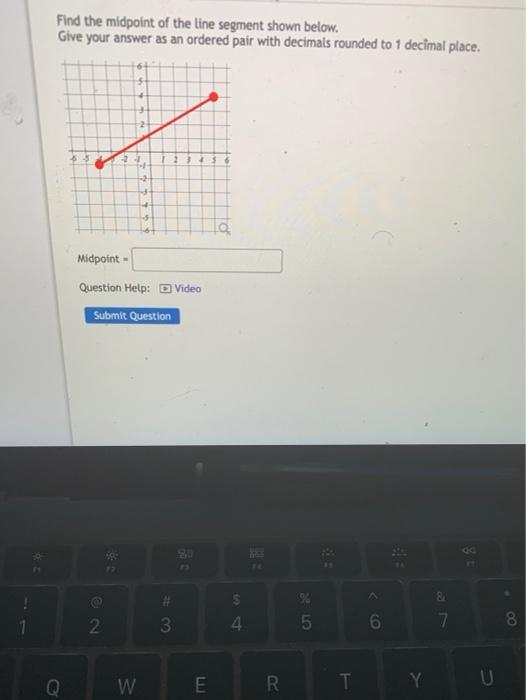 Solved Find the midpoint of the line segment shown below. | Chegg.com