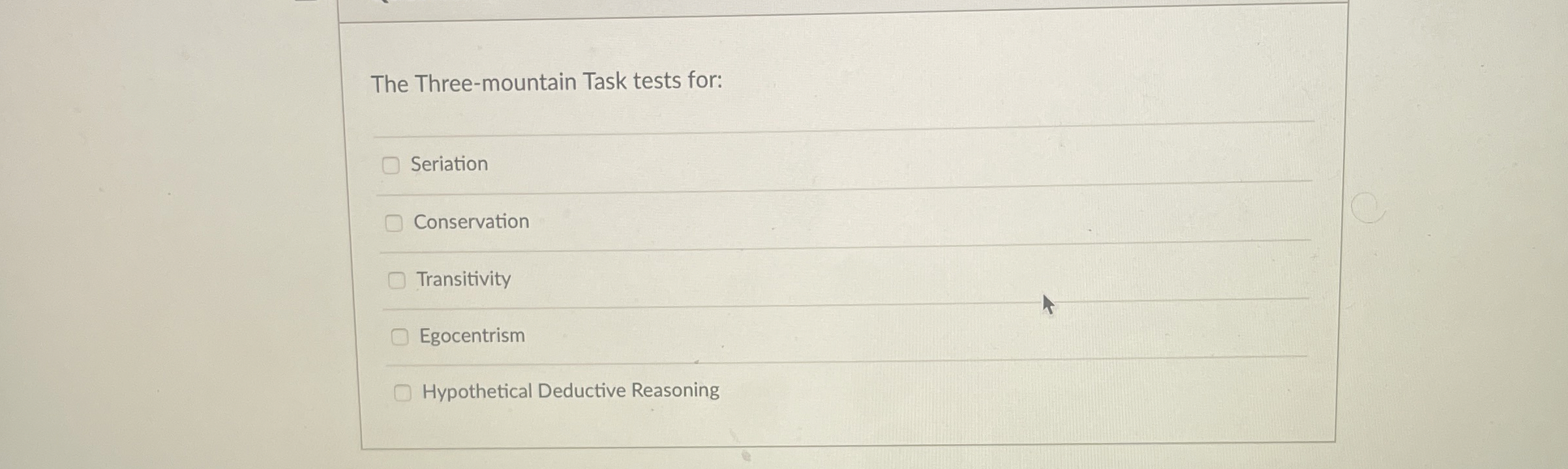 Solved The Three-mountain Task tests | Chegg.com