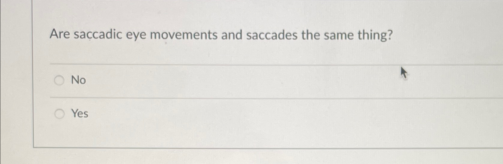 Solved Are saccadic eye movements and saccades the same | Chegg.com