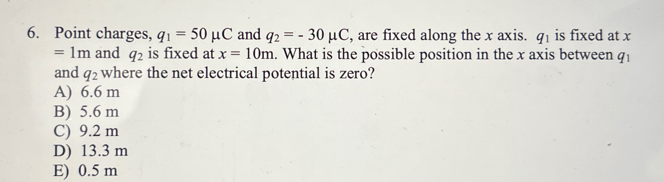 Solved Point charges, q1=50μC ﻿and q2=-30μC, ﻿are fixed | Chegg.com