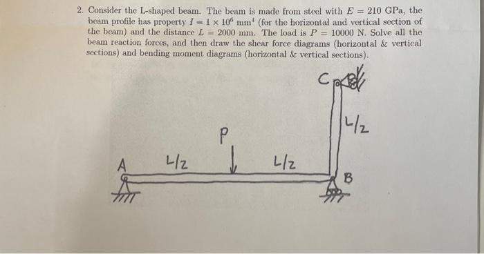 Solved 2. Consider the L-shaped beam. The beam is made from | Chegg.com
