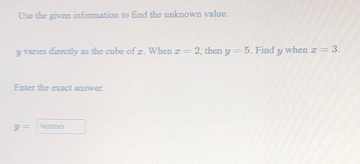 Solved Use the given information to find the unknown value. | Chegg.com