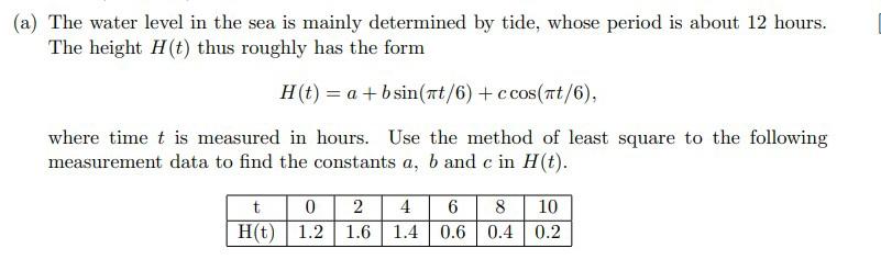 Solved (a) ﻿The water level in the sea is mainly determined | Chegg.com