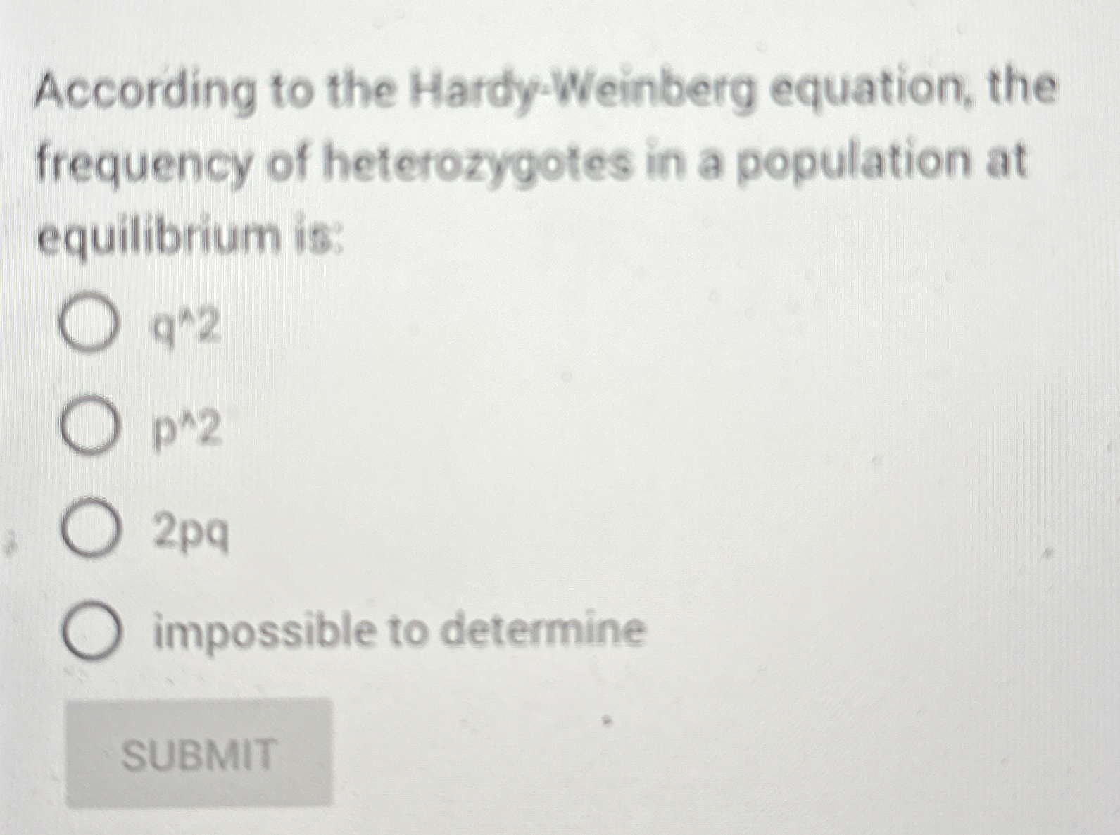 Solved According to the Hardy-Weinberg equation, the | Chegg.com