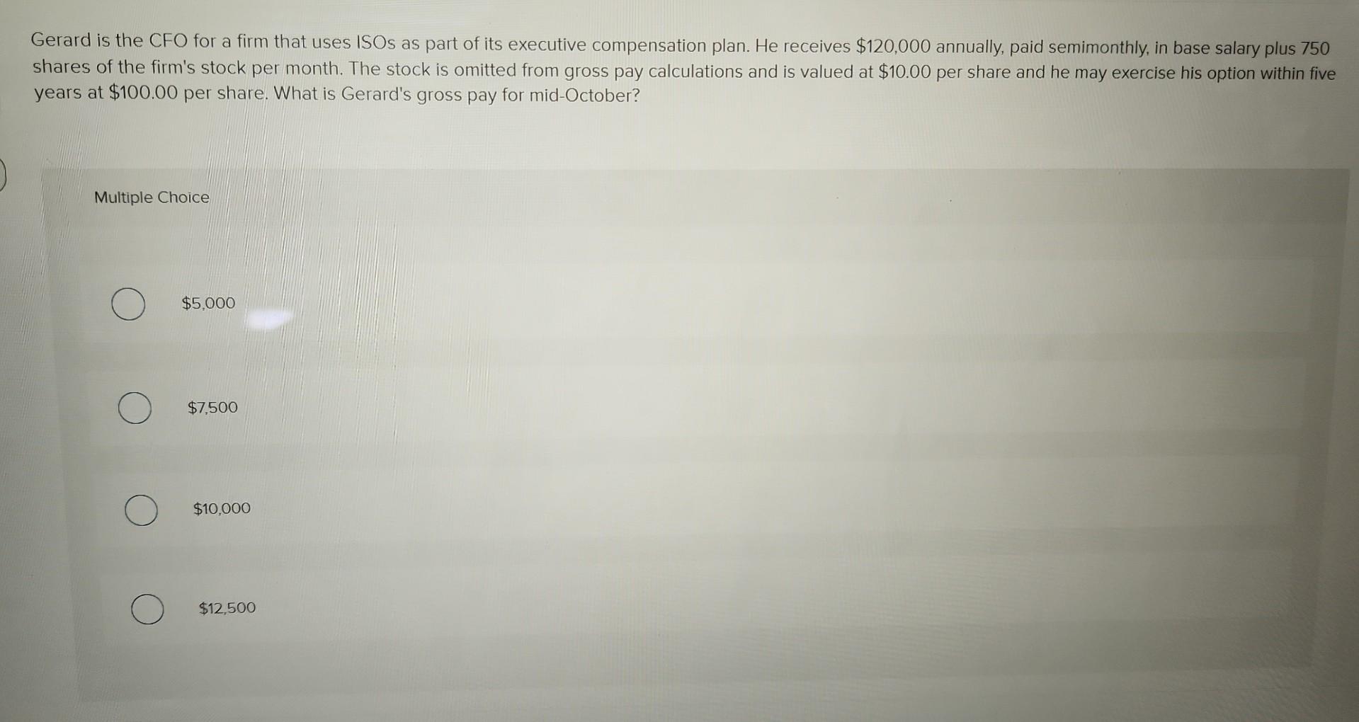 Solved Gerard is the CFO for a firm that uses ISOs as part | Chegg.com