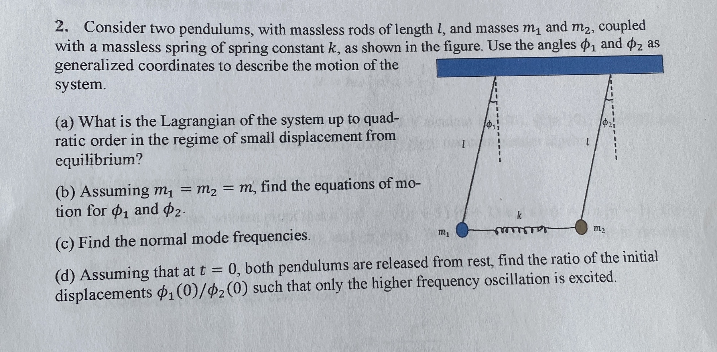 Solved Consider two pendulums, with massless rods of length | Chegg.com
