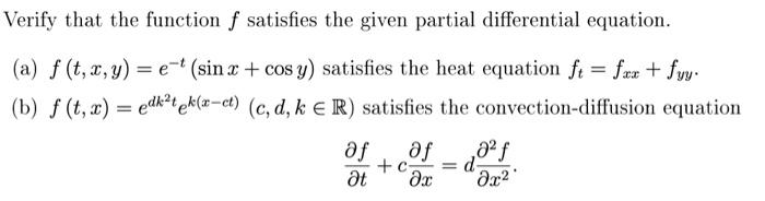 Solved Verify that the function f satisfies the given | Chegg.com