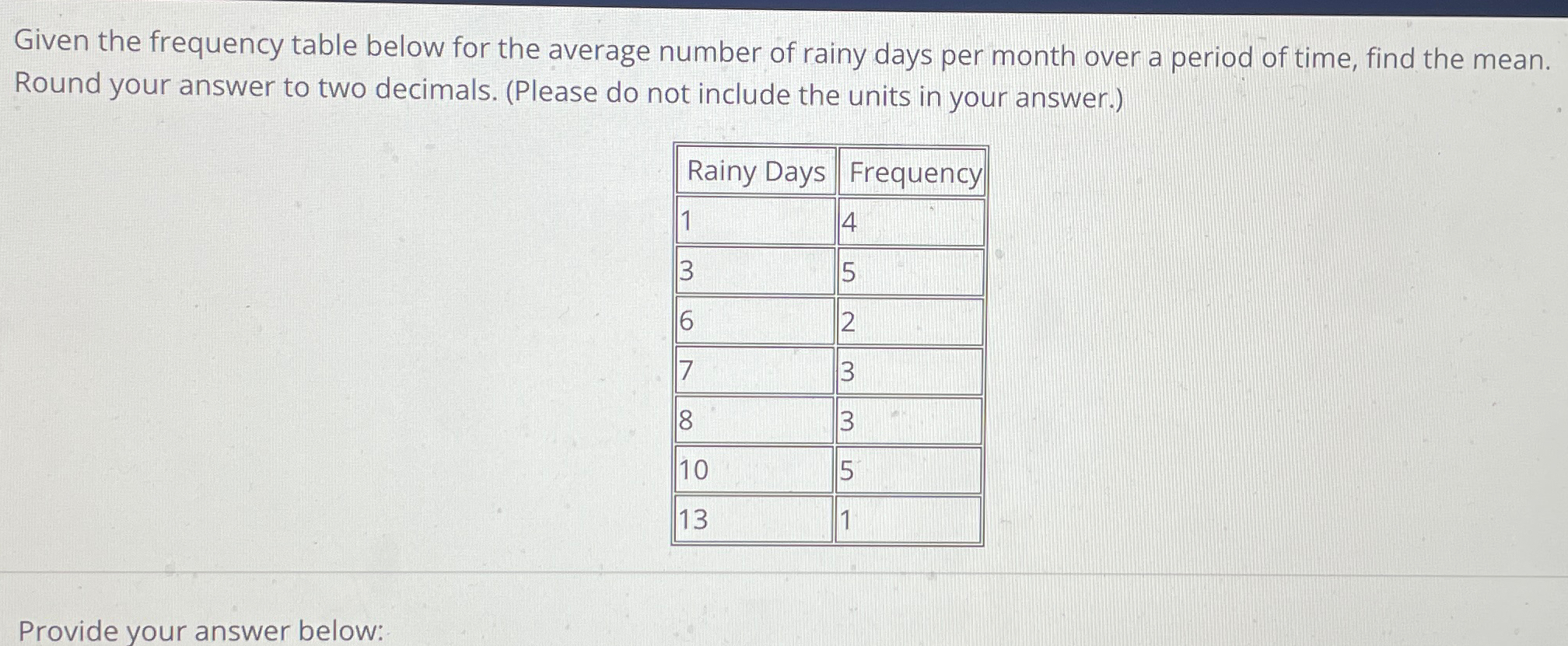 Solved Given the frequency table below for the average | Chegg.com
