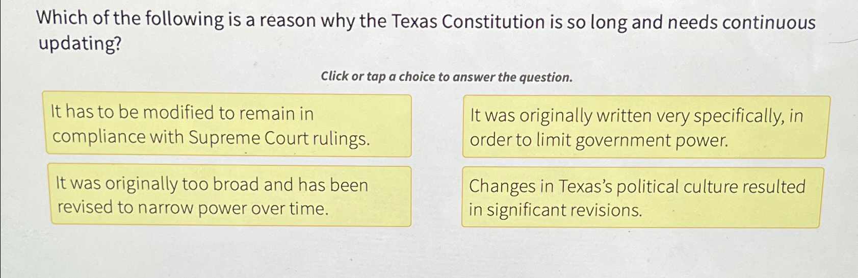 Solved Which of the following is a reason why the Texas | Chegg.com