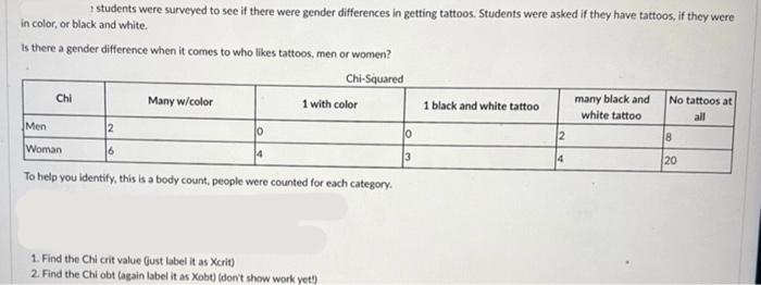Solved students were surveyed to see if there were gender | Chegg.com