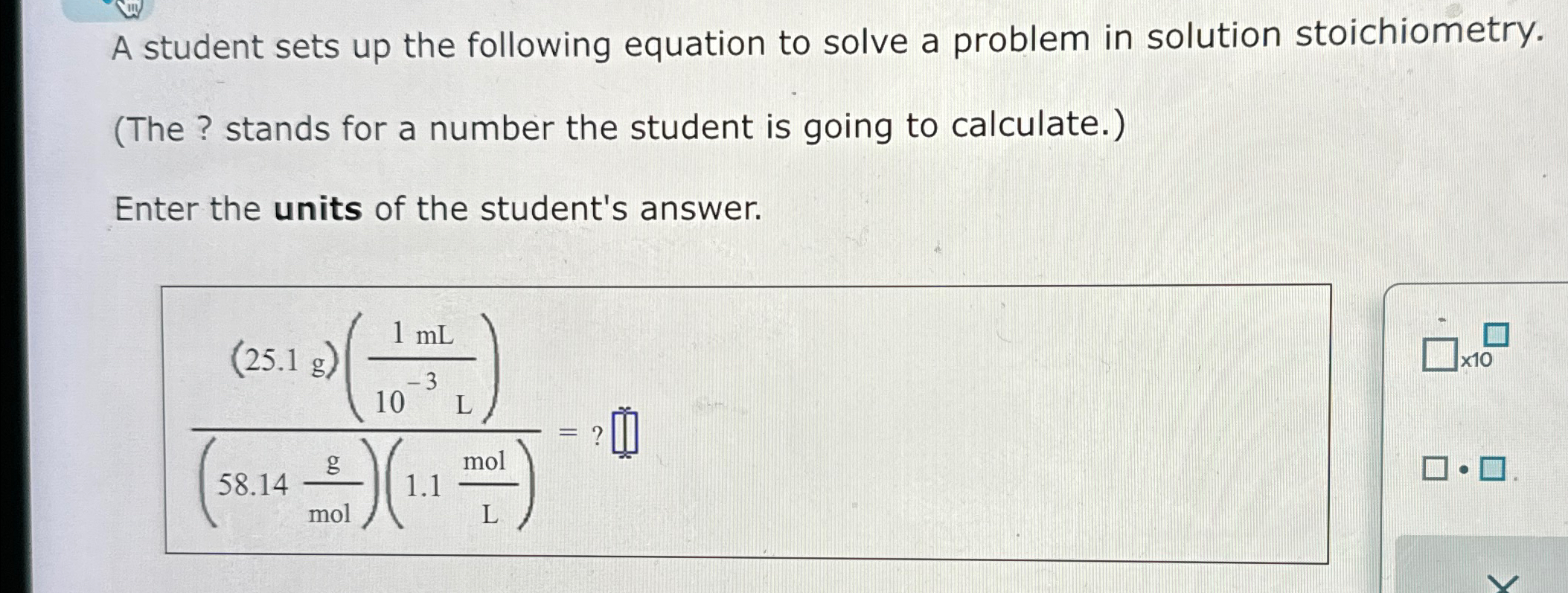 Solved A student sets up the following equation to solve a | Chegg.com