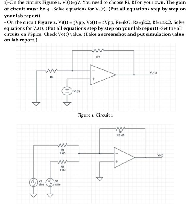 Solved -On the circuits Figure 1,Vi(t)=3V. ﻿You need to | Chegg.com