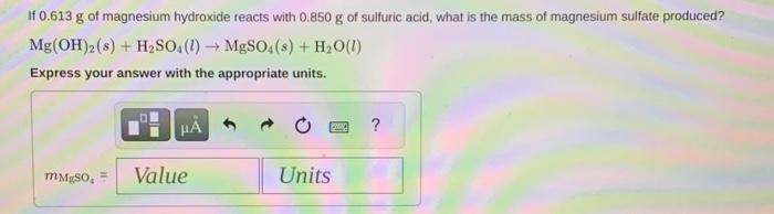Solved Mg(OH)2(s)+H2SO4(l)→MgSO4(s)+H2O(l)If 95.0 mL of | Chegg.com