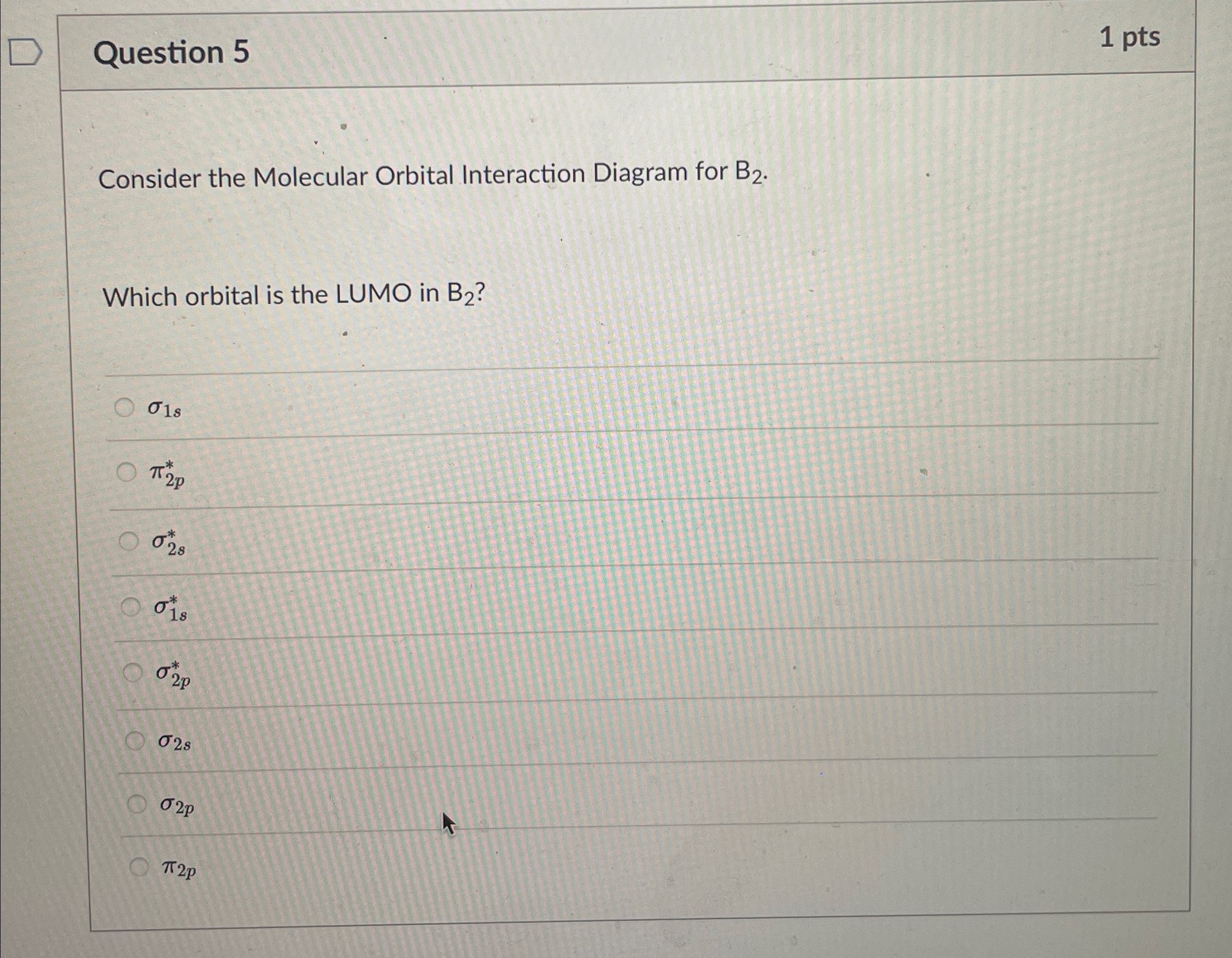 Solved Question 51 ﻿ptsConsider the Molecular Orbital | Chegg.com