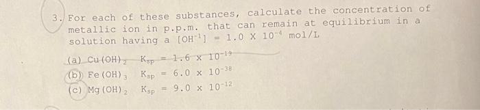 Solved 3. For each of these substances, calculate the | Chegg.com