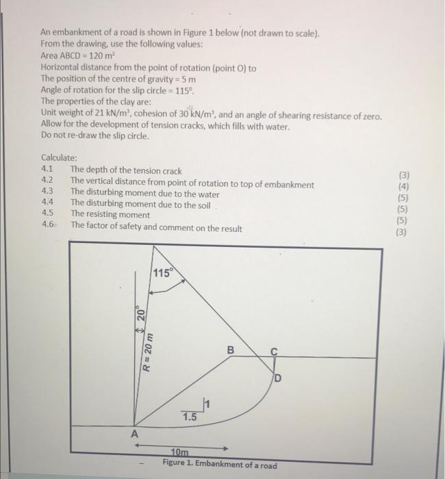 Solved An embankment of a road is shown in Figure 1 below | Chegg.com